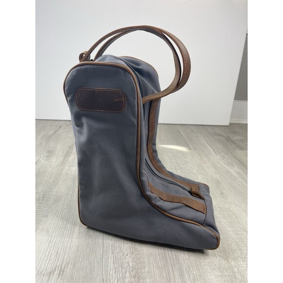 Jon Hart | Bags | New Jon Hart Navy Blue Brown Duck Canvas Leather Boot ...
